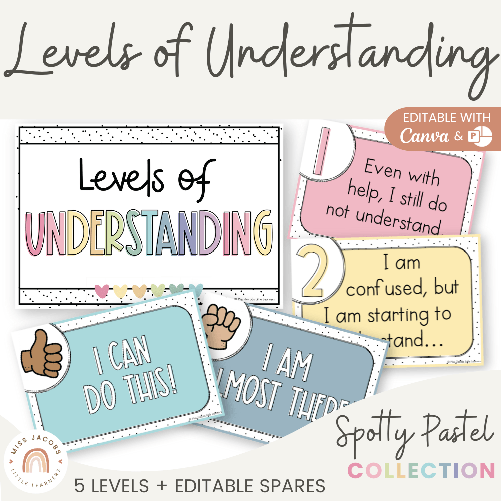 Levels of Understanding Posters - Spotty Pastel Theme - MJLL