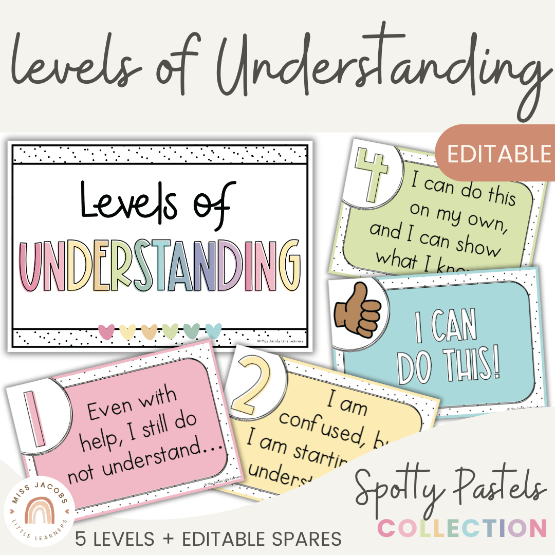 Levels of Understanding Posters - Spotty Pastel Theme - MJLL