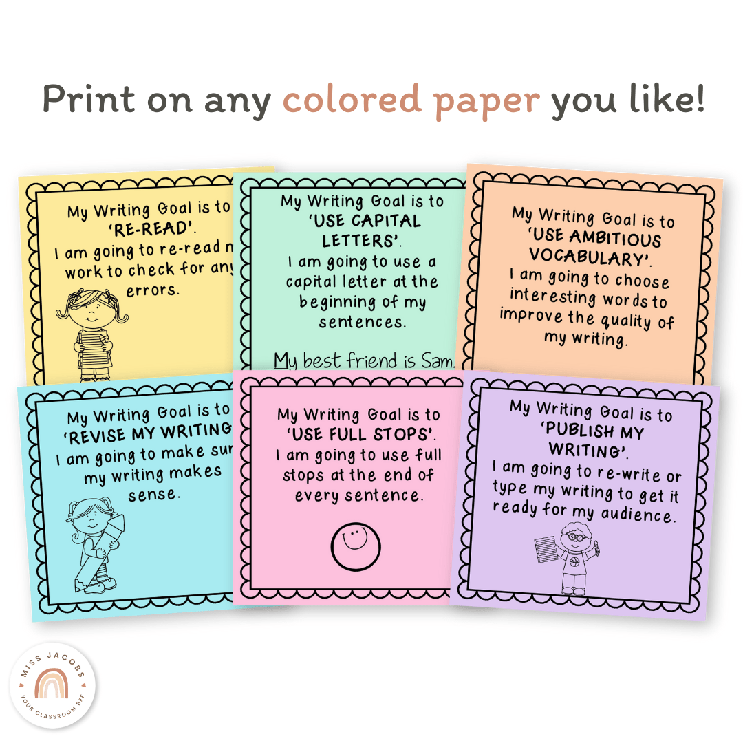 Math Goals - Student Reminder Slips