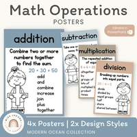 Math Operation Posters - Modern Ocean Classroom Decor – Miss Jacobs ...