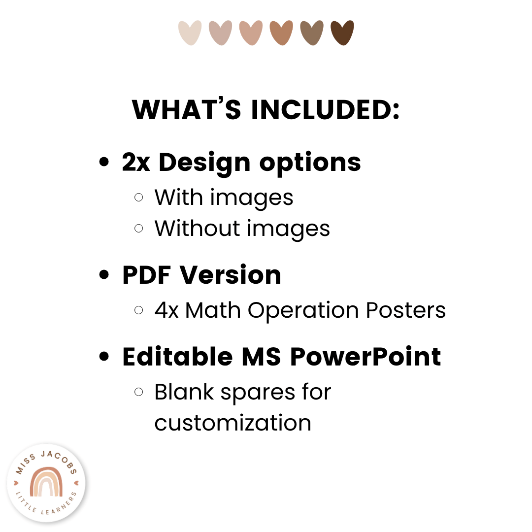 Math Operations Posters | Ombre Neutral Math Classroom Decor