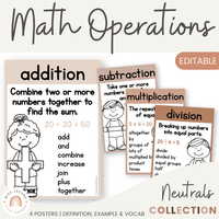 Math Operations Posters | Ombre Neutral Math Classroom Decor
