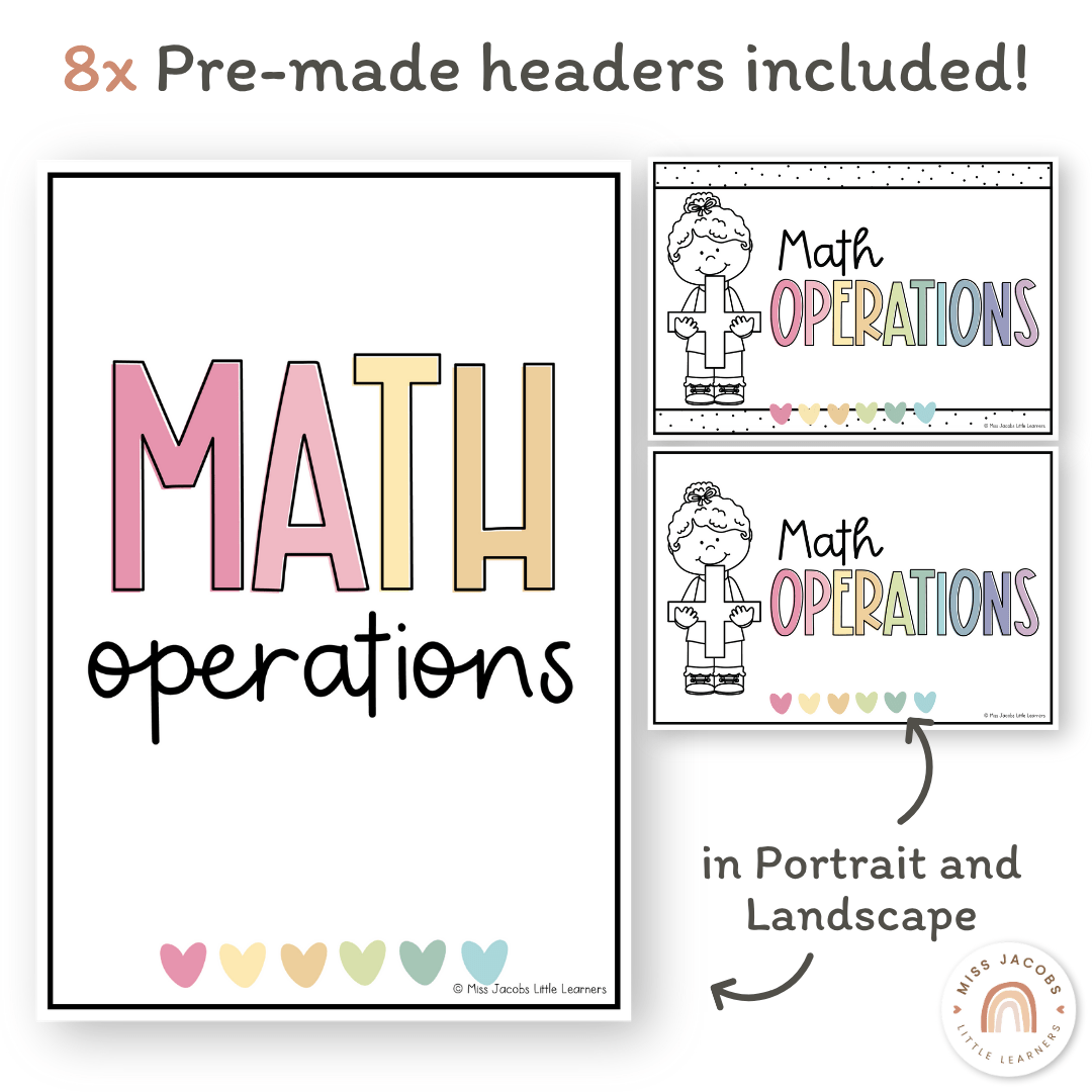 Math Operations Posters - Pastel Theme - Miss Jacobs