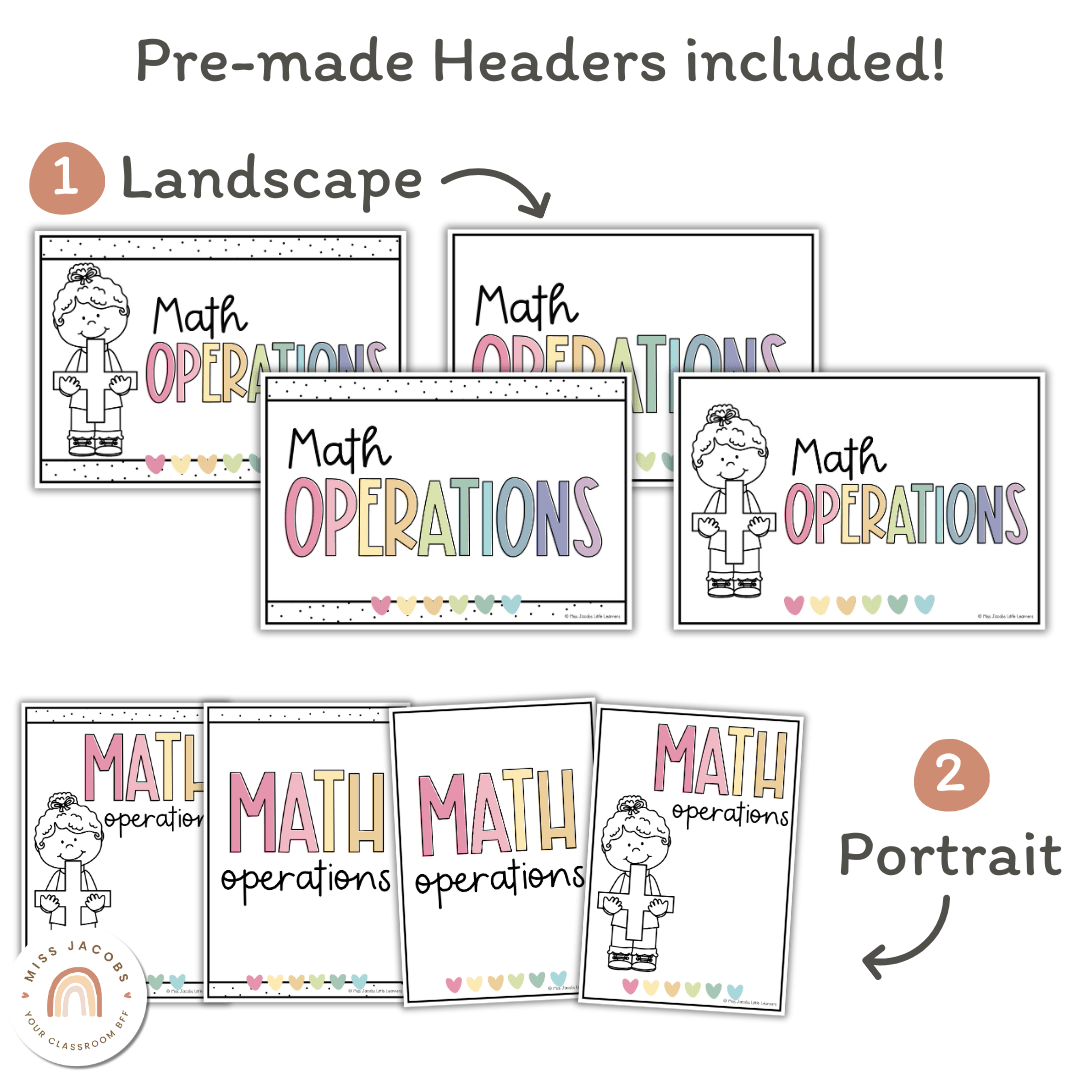 Math Operations Posters - Pastel Theme - Miss Jacobs - Default Title