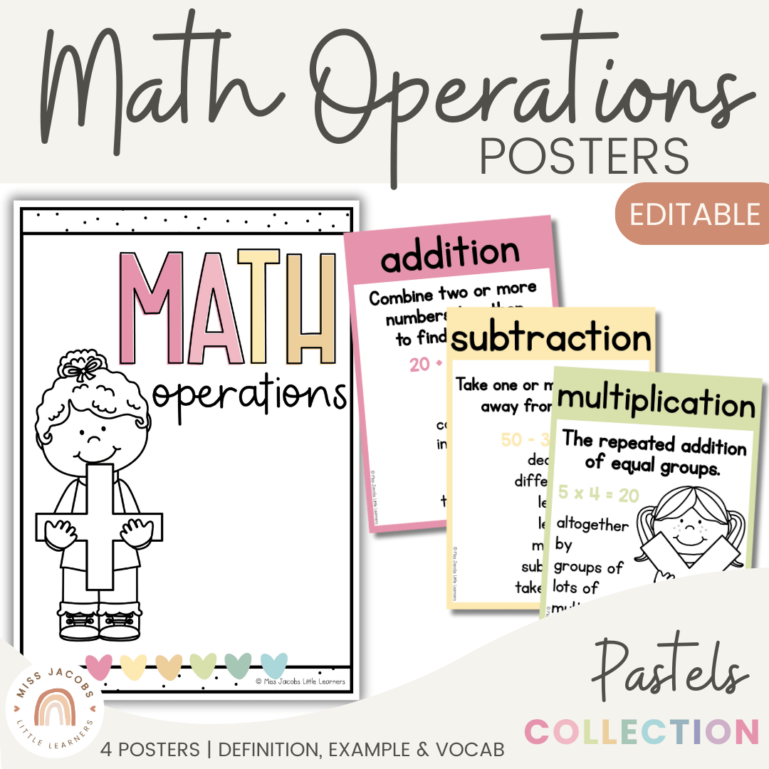 Math Operations Posters - Pastel Theme - Miss Jacobs - Default Title