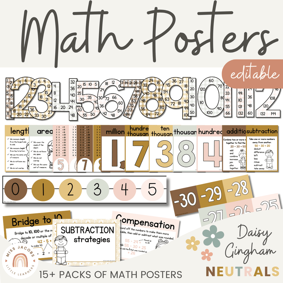 Daisy Gingham Neutrals Classroom Collection - Miss Jacobs - Miss Jacobs ...