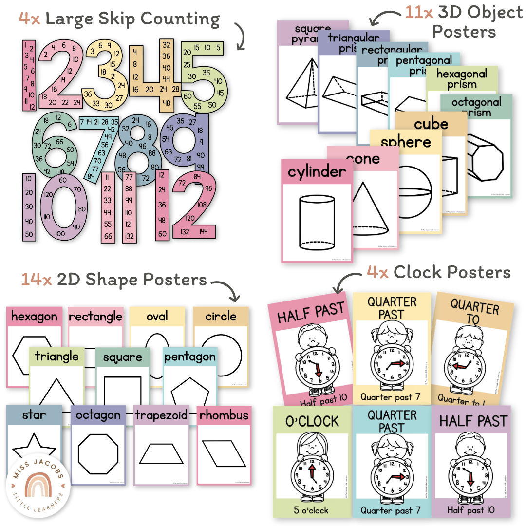 Pastel Collection Math Posters Decor - Miss Jacobs Little Learners