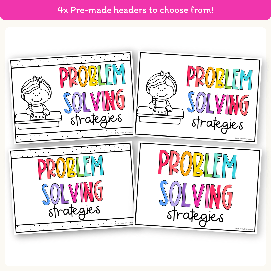 Math Problem Solving Strategies Posters - Bright Theme - Miss Jacobs
