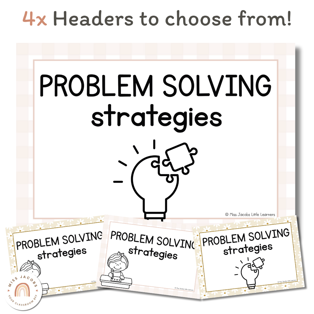 Math Problem Solving Strategies Posters | Daisy Gingham Neutrals