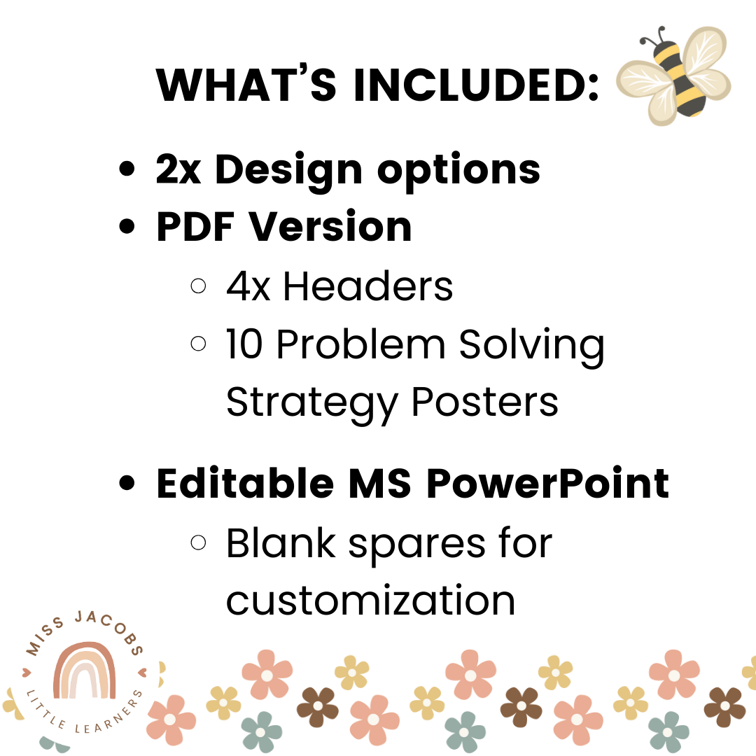 Math Problem Solving Strategies Posters | Daisy Gingham Neutrals