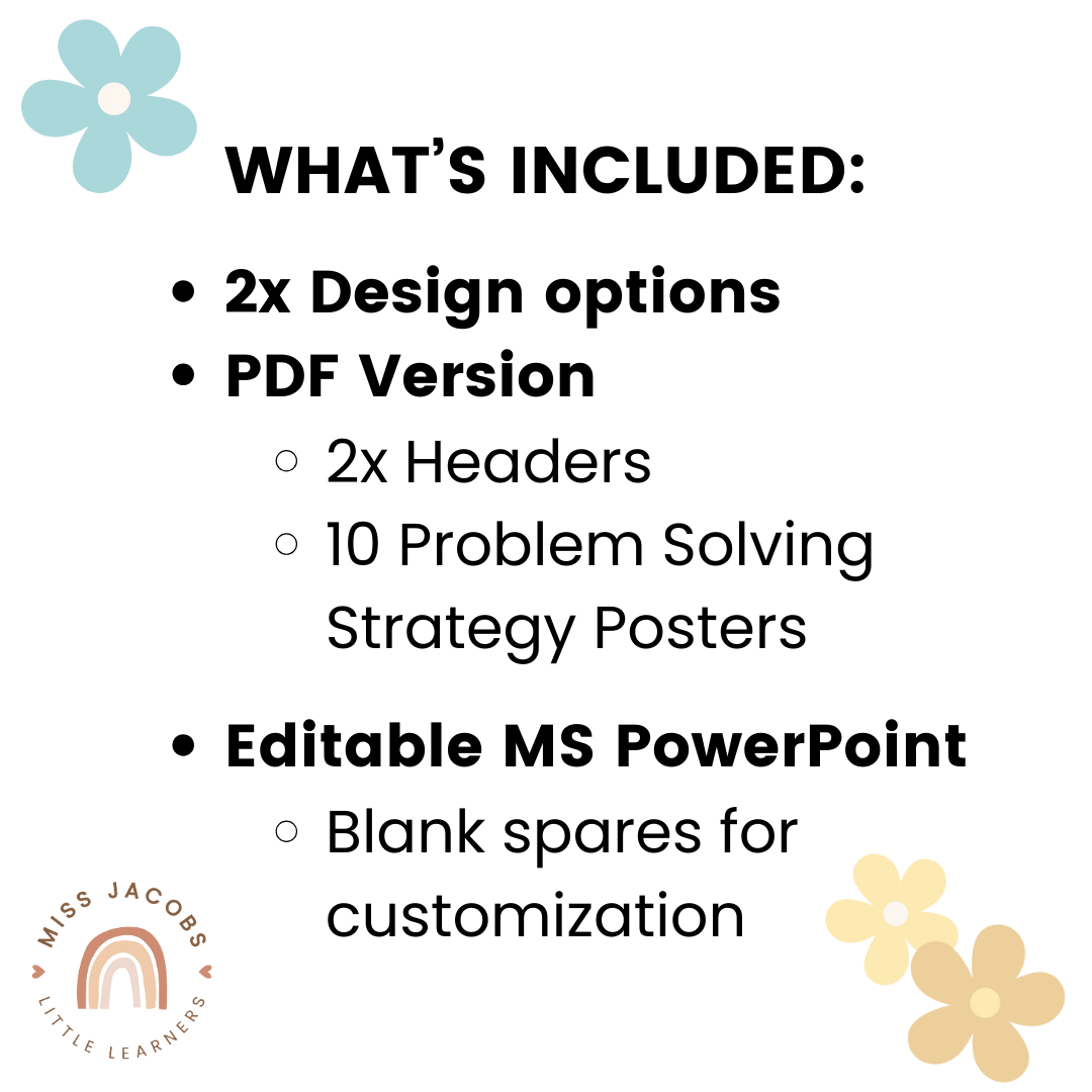 Math Problem Solving Strategies Posters | Daisy Gingham Pastels