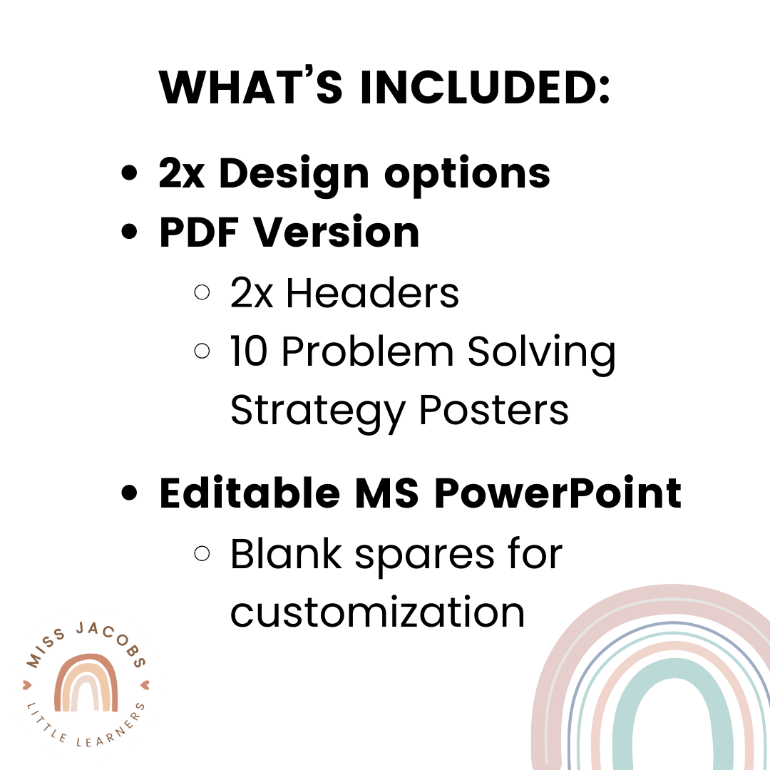 Math Problem Solving Strategies Posters | Modern Rainbow