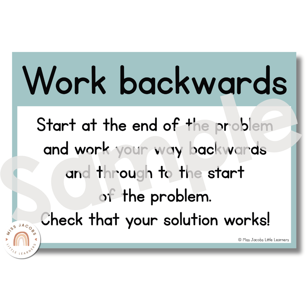 Math Problem Solving Strategies Posters | Modern Rainbow