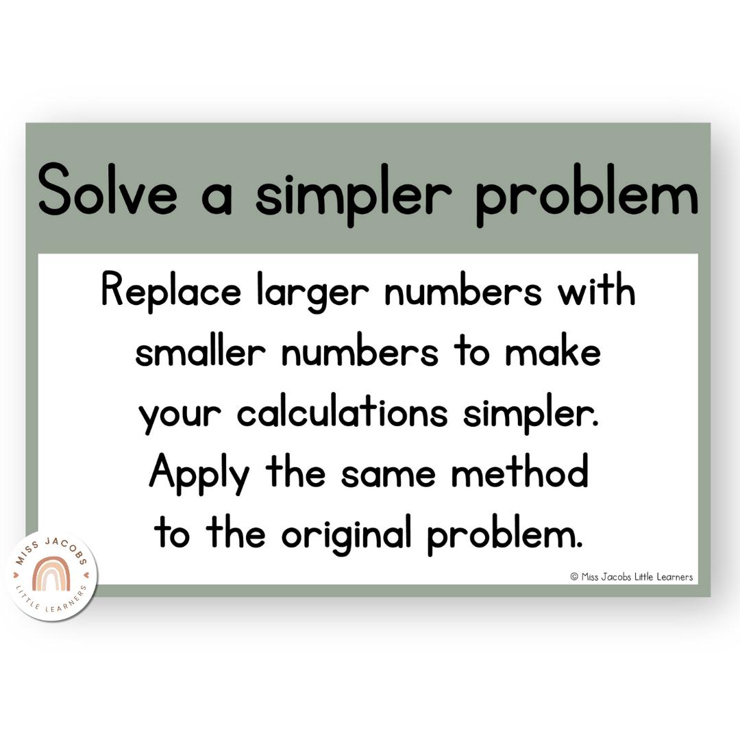 Math Problem Solving Strategies Posters - Modern Jungle Earthy