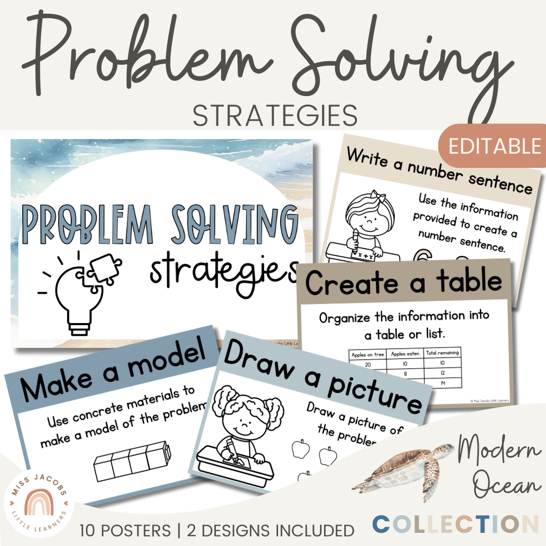 Math Problem Solving Strategies Posters | Modern Ocean
