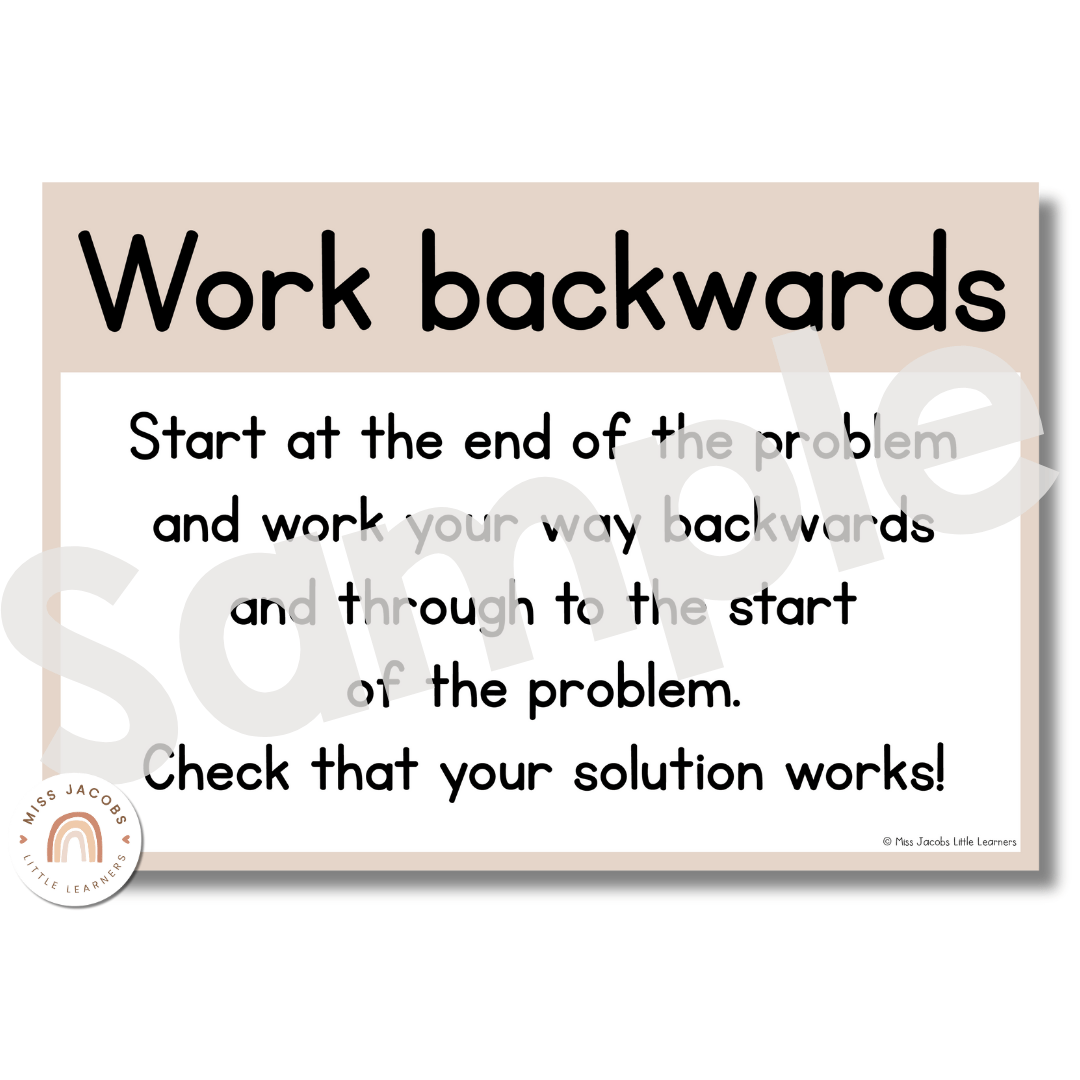 Math Problem Solving Strategies Posters | Ombre Neutrals