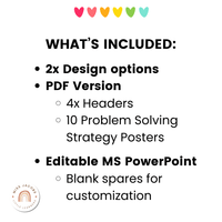 Math Problem Solving Strategies Posters - Bright Theme - Miss Jacobs