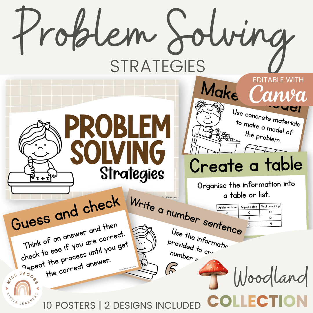 Math Problem Solving Strategies Posters - Woodland Theme - MJLL