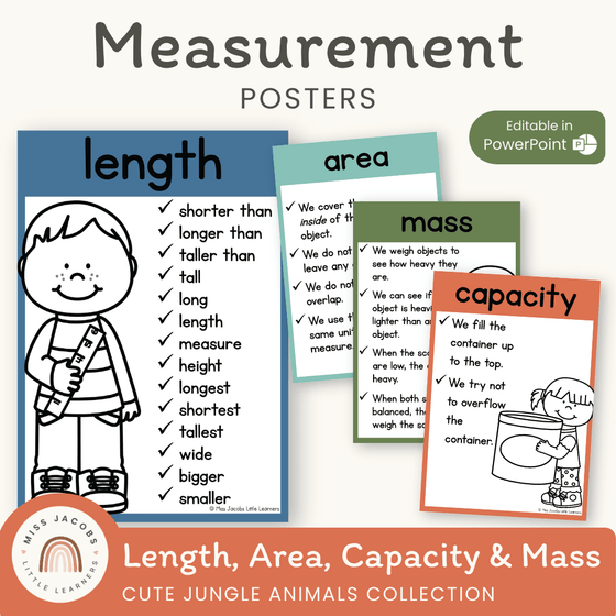 Measurement Posters | Cute Jungle Animals – Miss Jacobs Little Learners