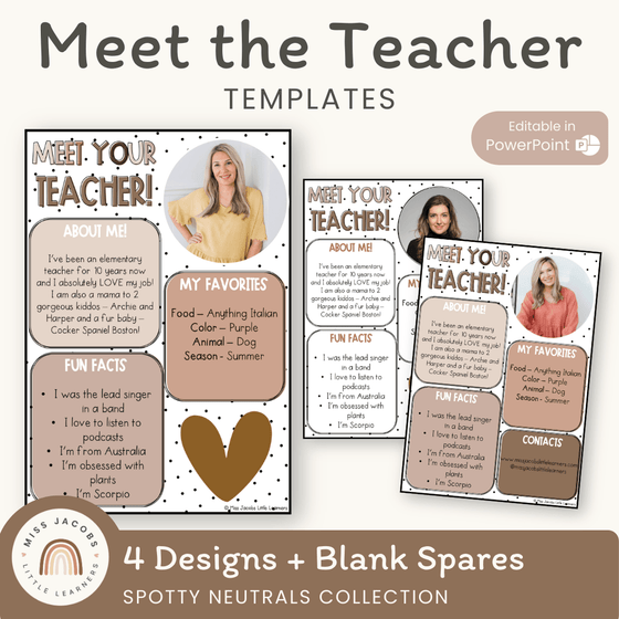 Meet the Teacher | SPOTTY NEUTRALS | Editable – Miss Jacobs Little Learners