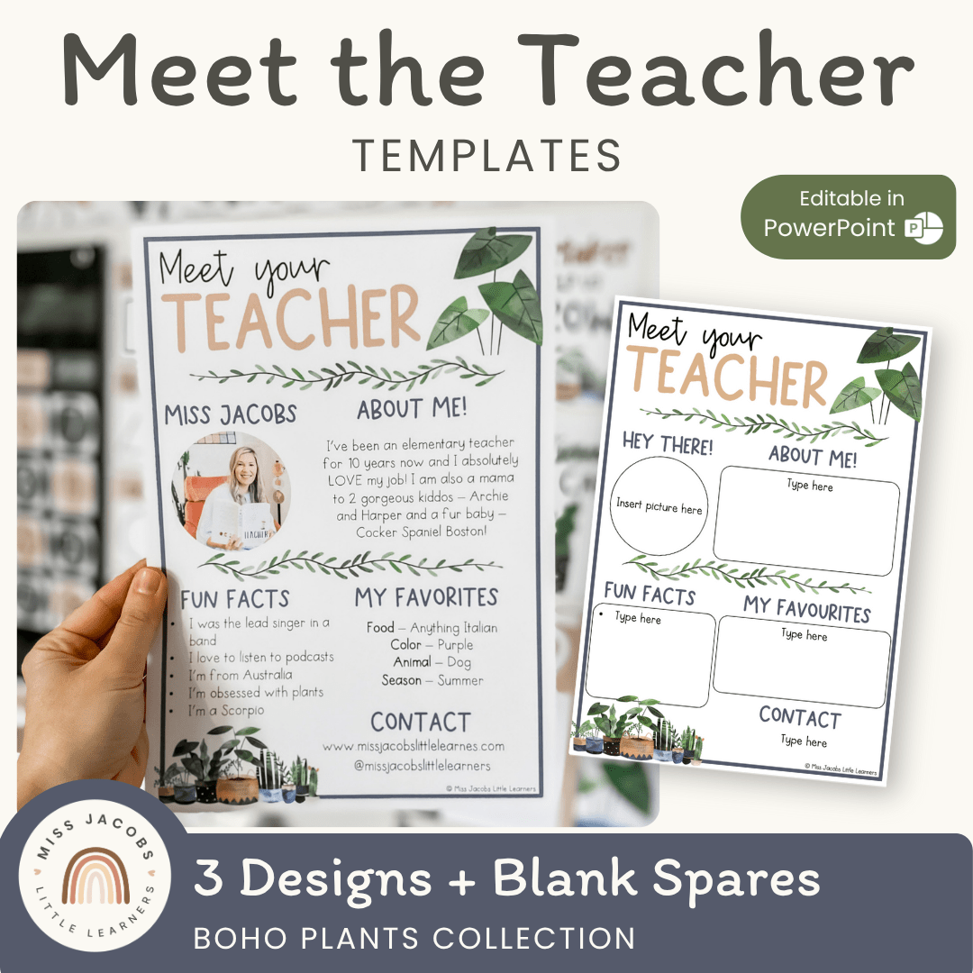 Meet The Teacher Template - Boho Plants - Editable