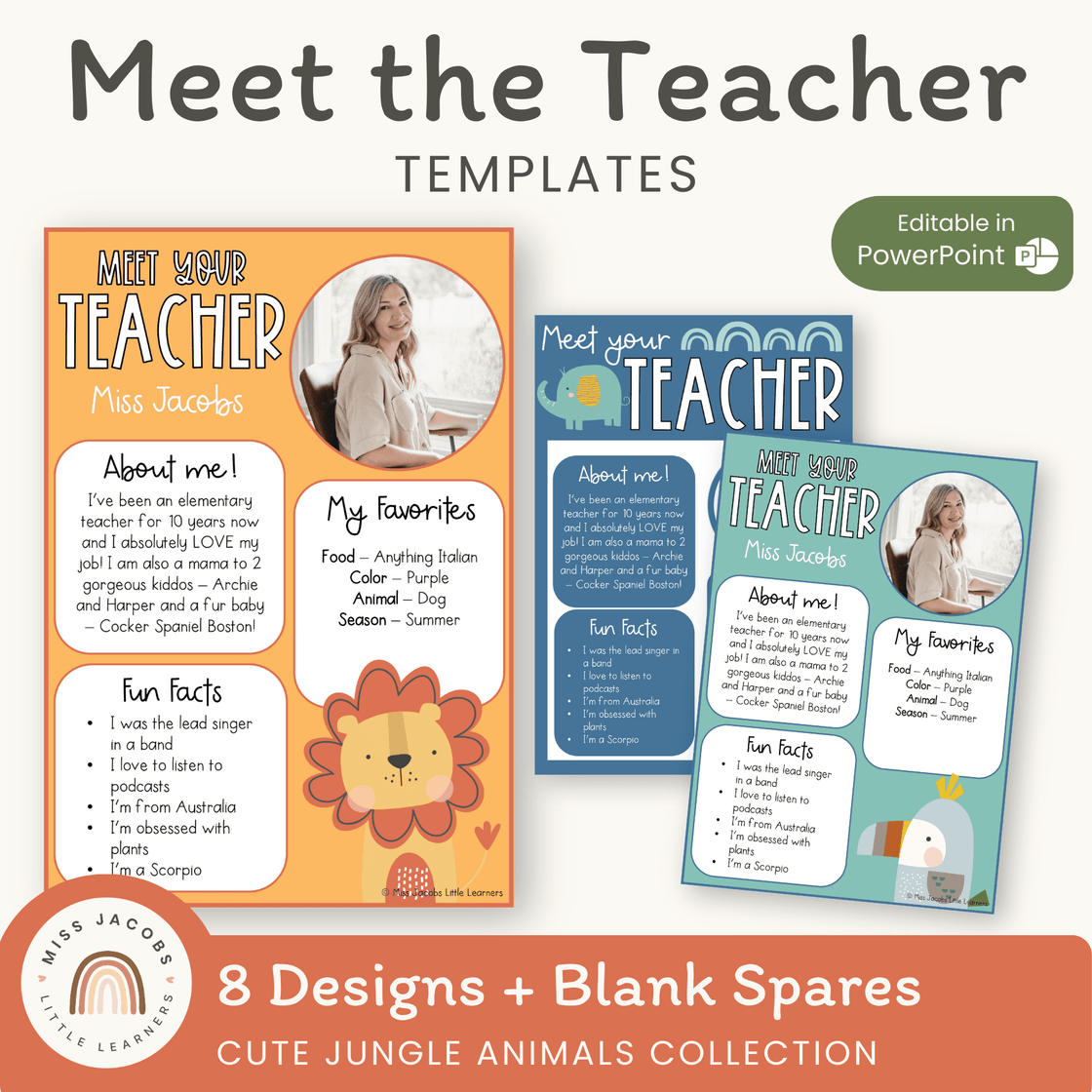 Meet the Teacher Templates | Cute Jungle Animals – Miss Jacobs Little ...