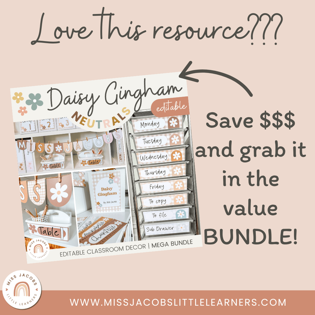 Meet the Teacher Templates - Daisy Gingham Neutrals Decor