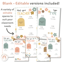 Meet the Teacher Templates - Daisy Gingham Neutrals Decor – Miss Jacobs ...