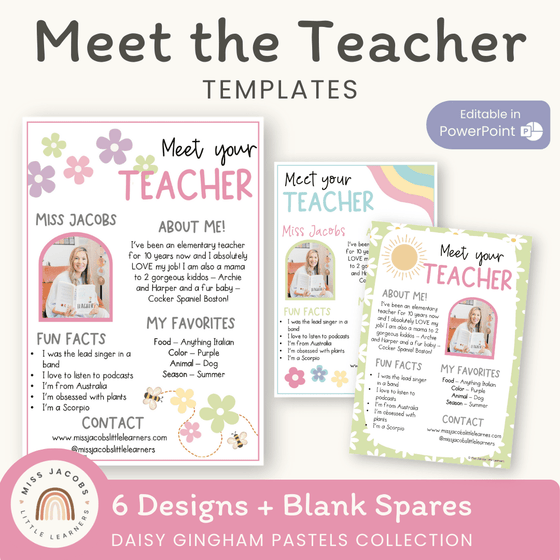 Meet the Teacher Templates - Daisy Gingham Pastels Decor – Miss Jacobs ...