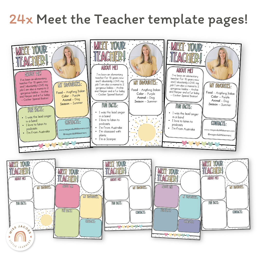 Meet the Teacher Templates - Spotty Pastel Theme - Miss Jacobs