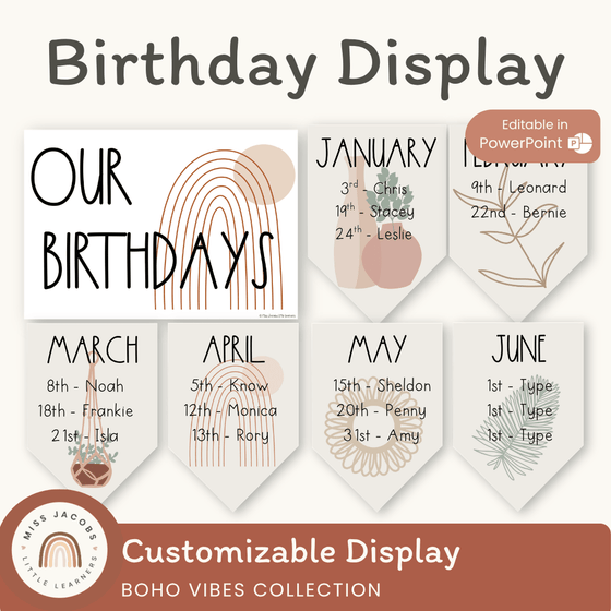 Modern BOHO VIBES Birthday Display - Editable | Neutral Tones – Miss ...