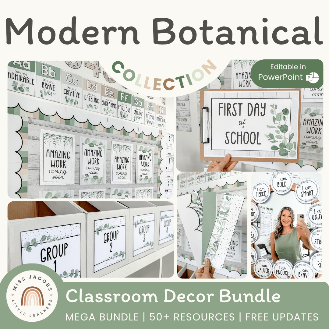 Modern Botanical Classroom Decor - Farmhouse Theme - Miss Jacobs