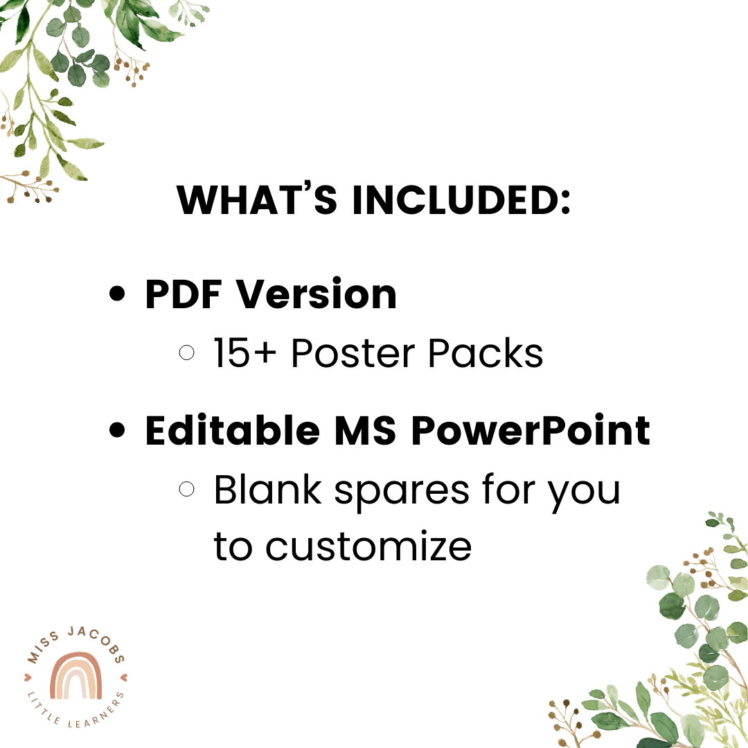 Modern Botanical Math Posters Decor - Miss Jacobs Little Learners