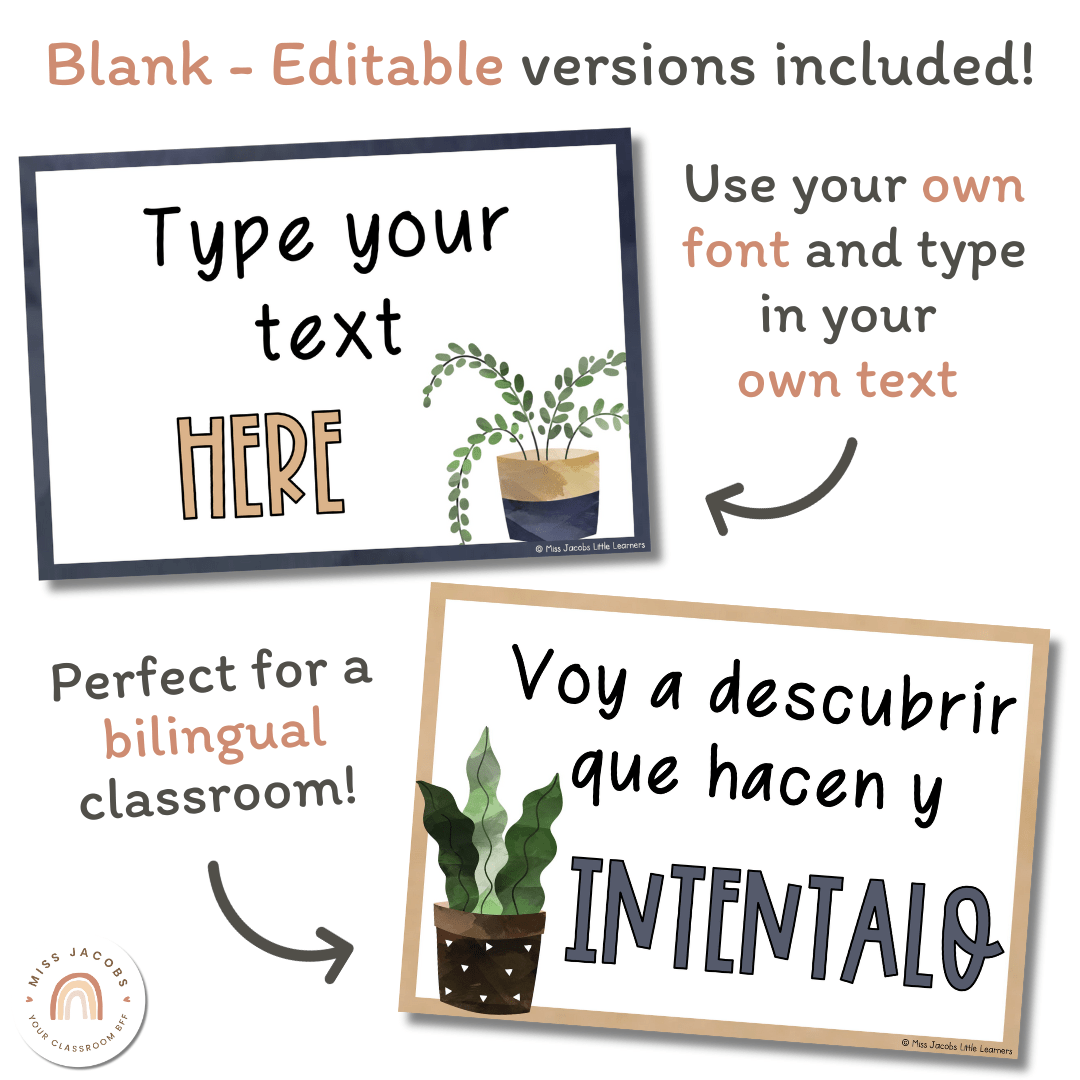 Growth Mindset Posters - Boho Plants Classroom Decor