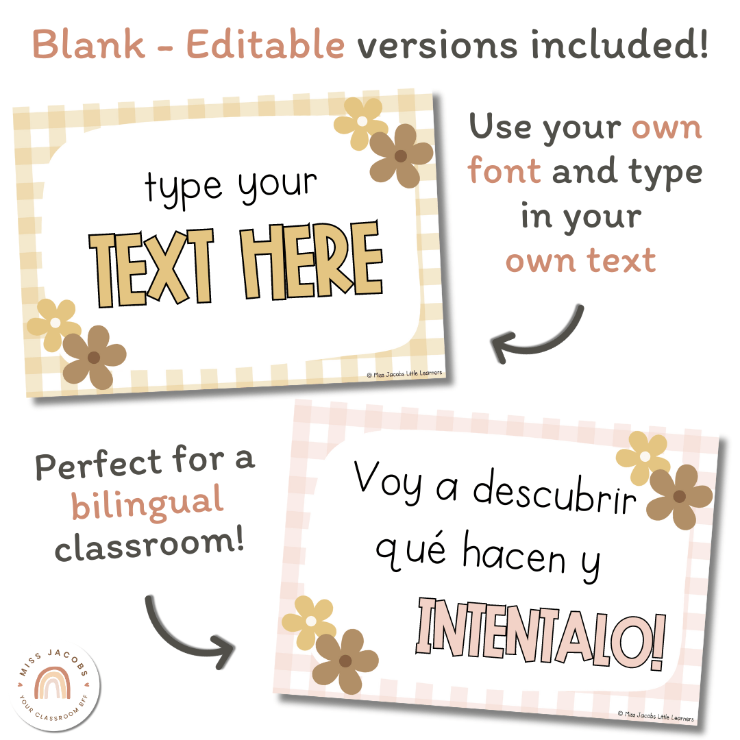 Growth Mindset Posters - Daisy Gingham Pastels Decor