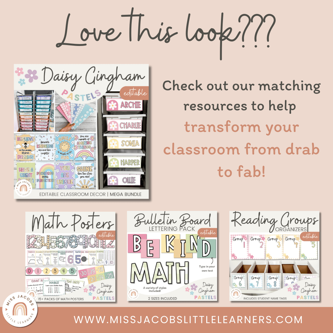Growth Mindset Posters - Daisy Gingham Pastels Decor