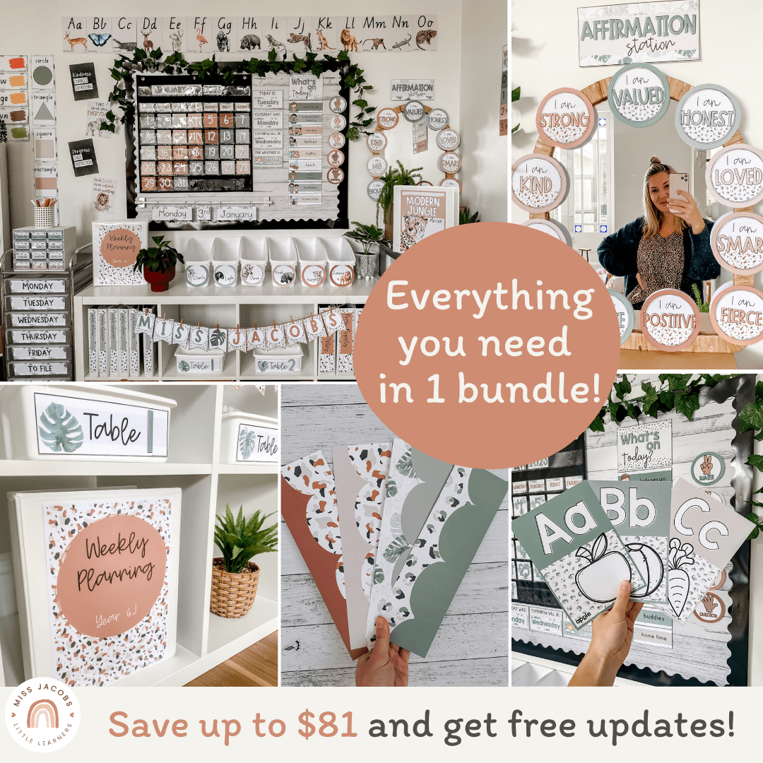 Modern Jungle Classroom Decor - Rustic Animal Theme - Miss Jacobs