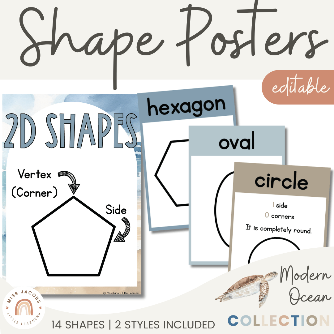 Modern Ocean 2D Shape Posters - Miss Jacobs Little Learners