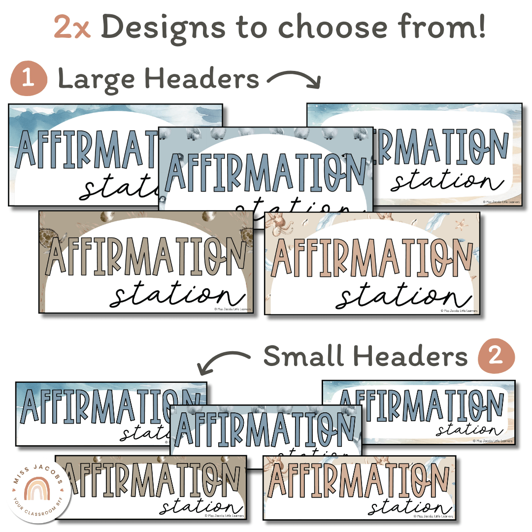 Affirmation Station - Modern Ocean Classroom Decor