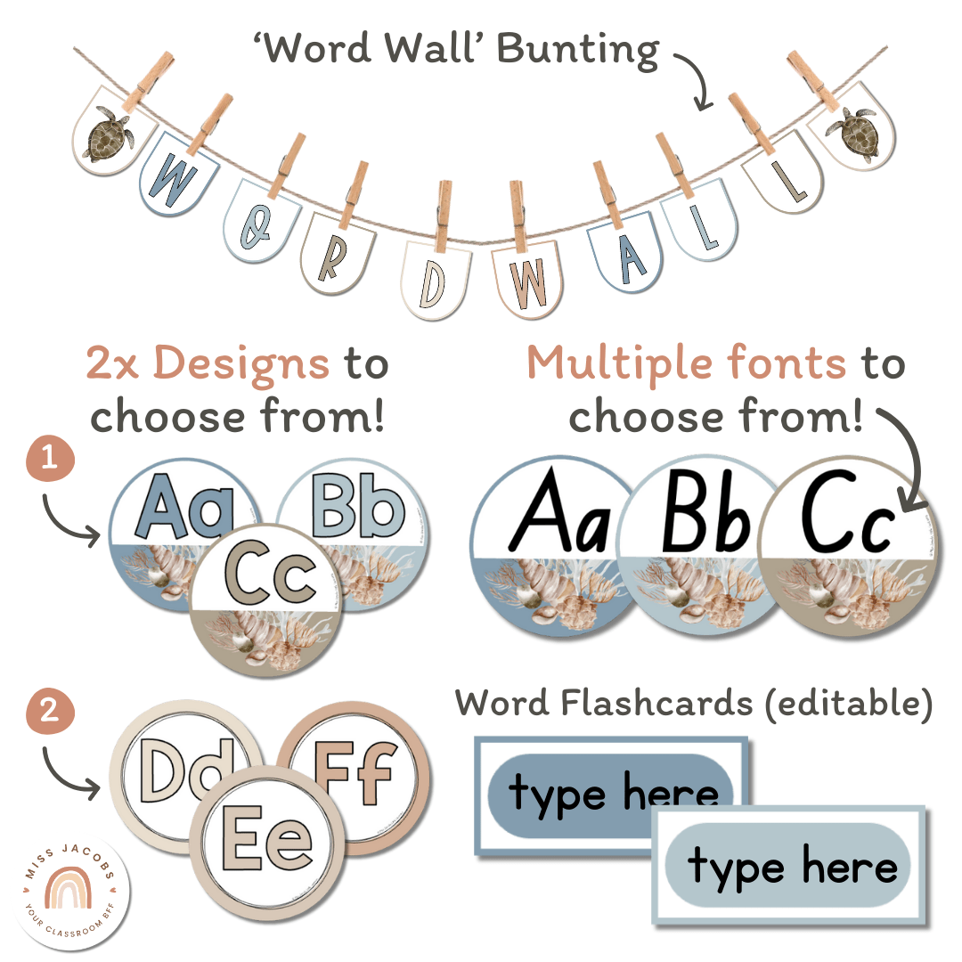 Alphabet Word Wall - Modern Ocean Classroom Decor