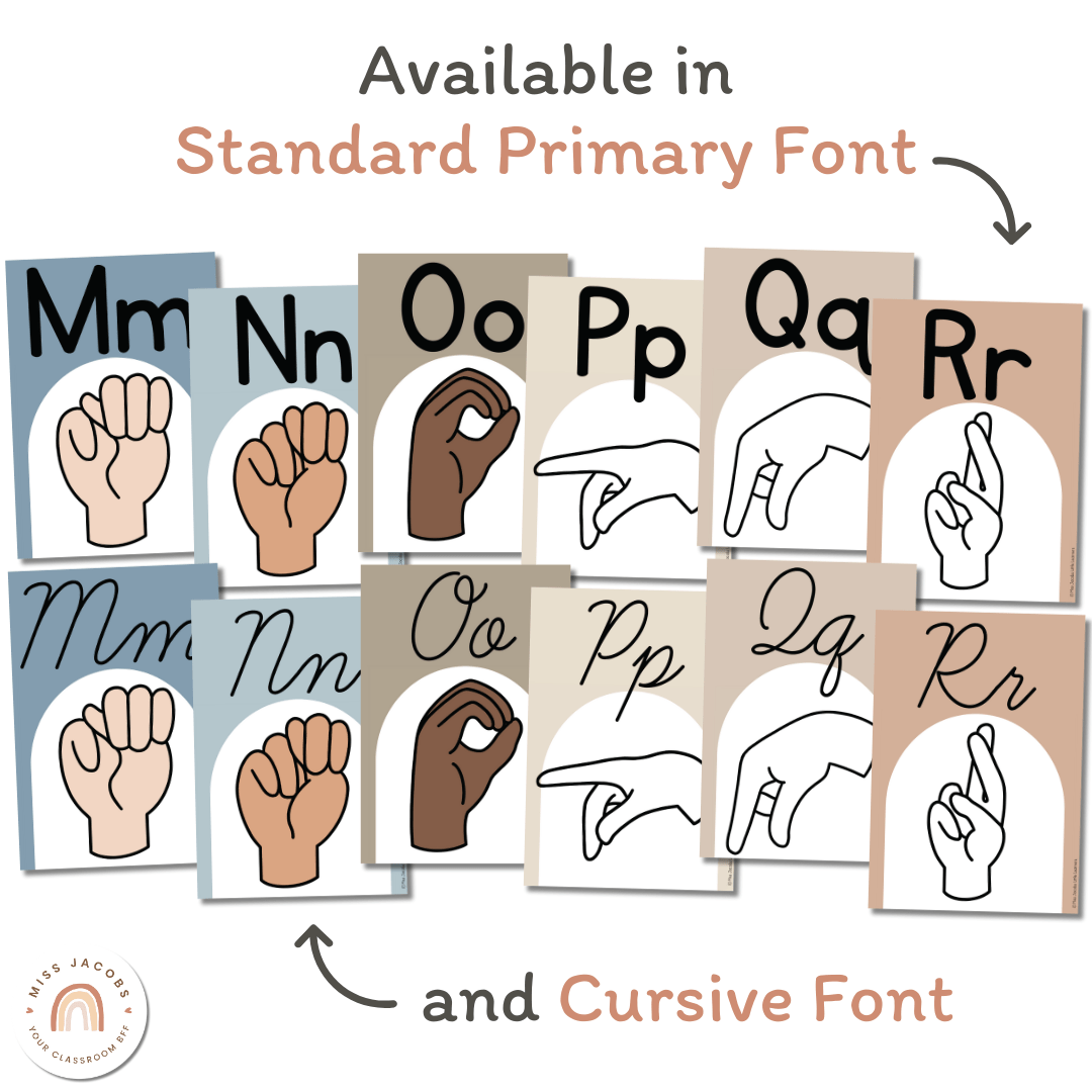 Modern Ocean ASL (American Sign Language) Alphabet Posters - Default ...
