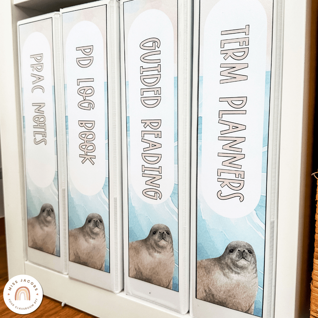Binder Covers and Spine Labels - Modern Ocean Classroom Decor