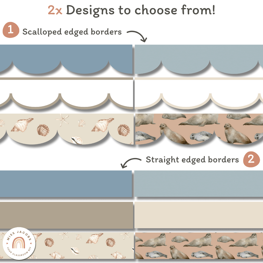 Bulletin Board Borders - Modern Ocean Classroom Decor