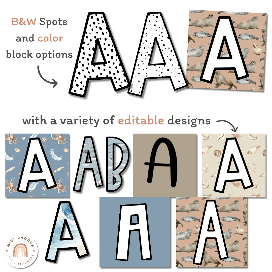 Modern Ocean Bulletin Board Lettering Pack - Miss Jacobs Little Learners