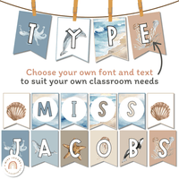 Bunting & Banners - Bulletin Board Letters - Modern Ocean Theme