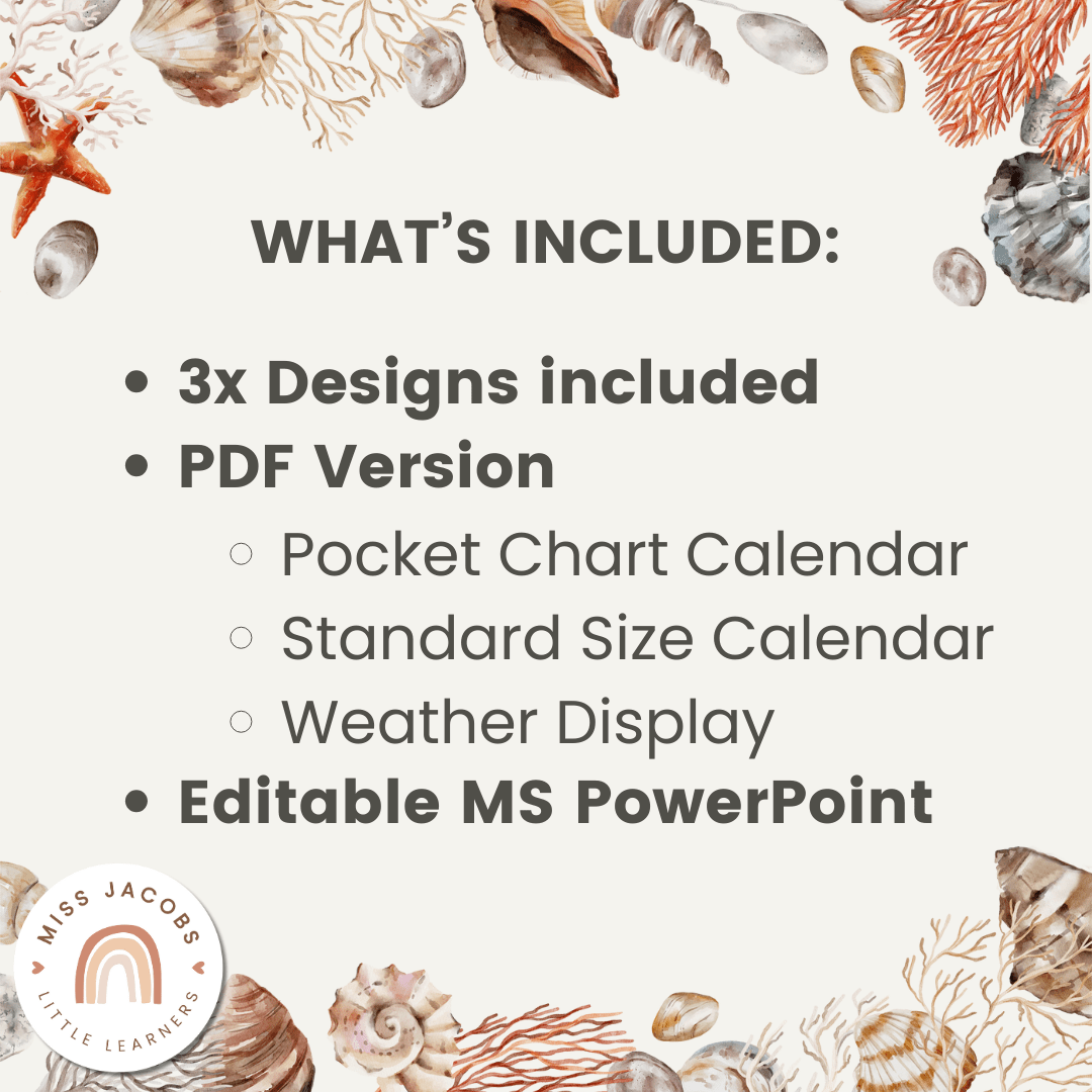 Calendar & Weather Display - Modern Ocean Classroom Decor