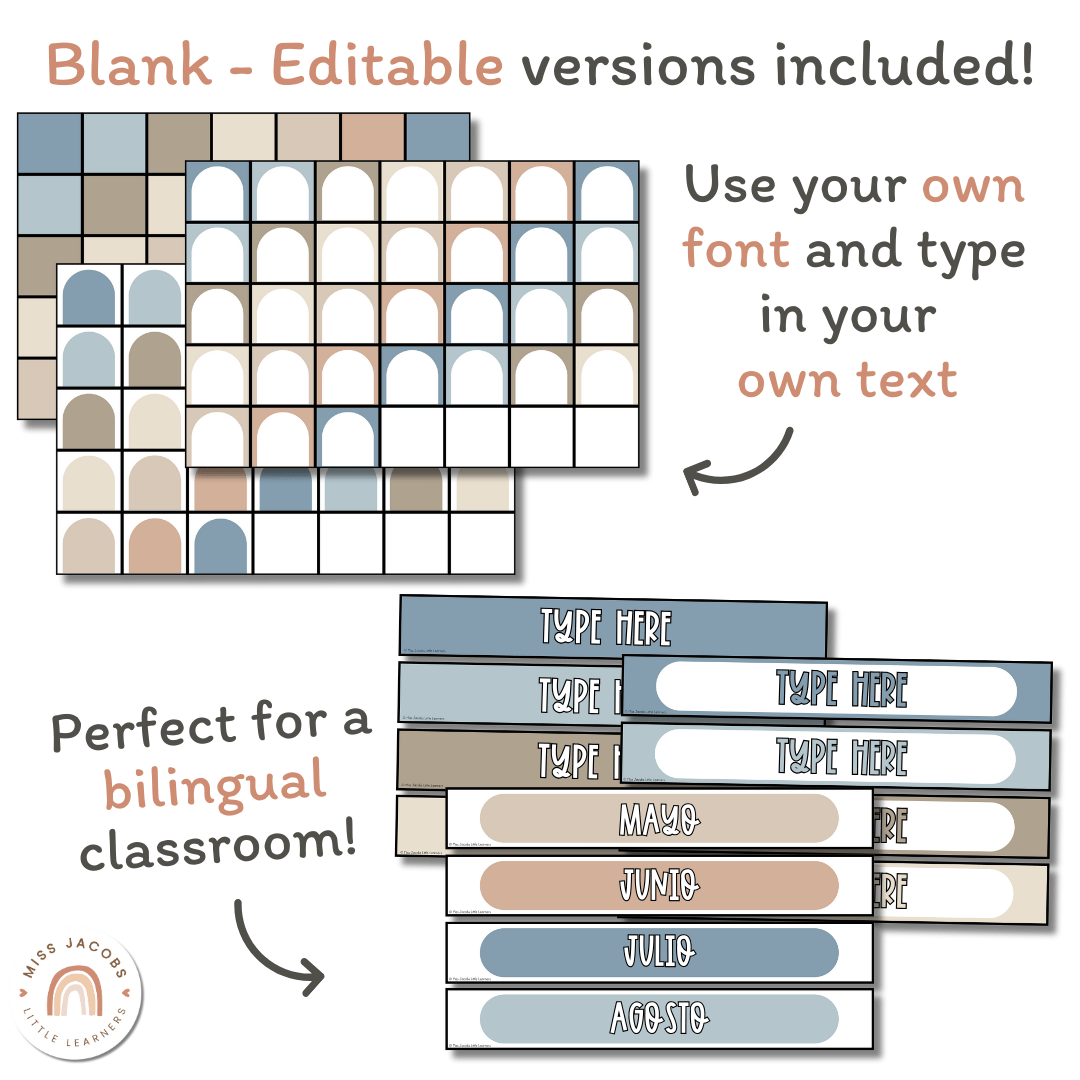 Calendar & Weather Display - Modern Ocean Classroom Decor