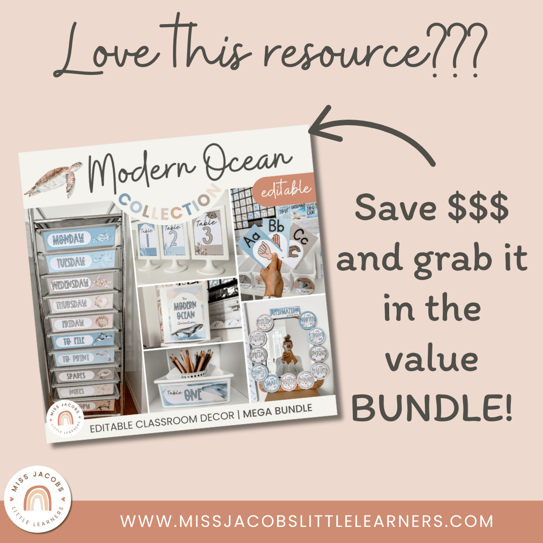 Calendar & Weather Display - Modern Ocean Classroom Decor