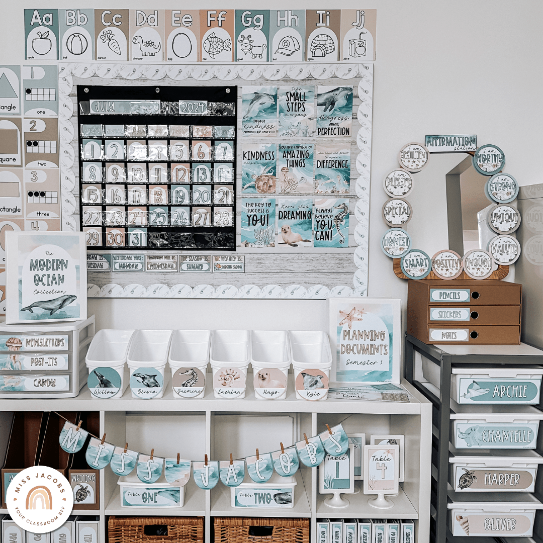 Modern Ocean Classroom Decor - Sandy Neutral Tones - Miss Jacobs