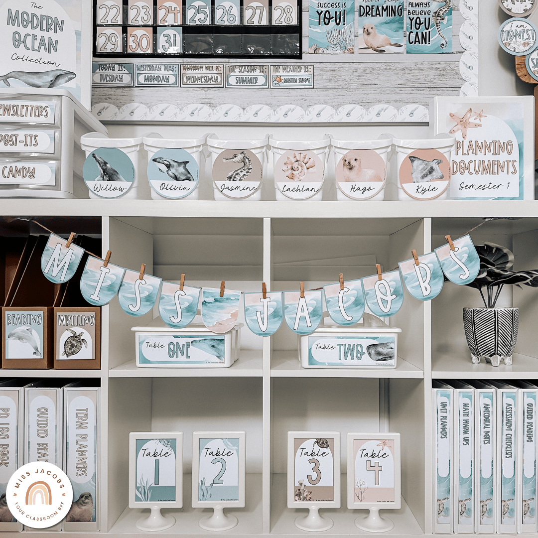 Modern Ocean Classroom Decor - Sandy Neutral Tones - Miss Jacobs